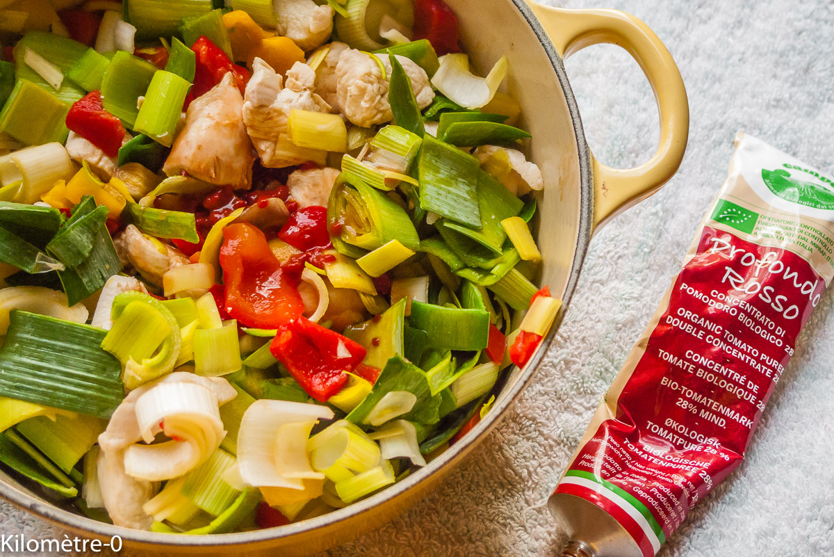 Photo de recette bulgare facile, kavarma, mijoté, poulet, poireaux ...